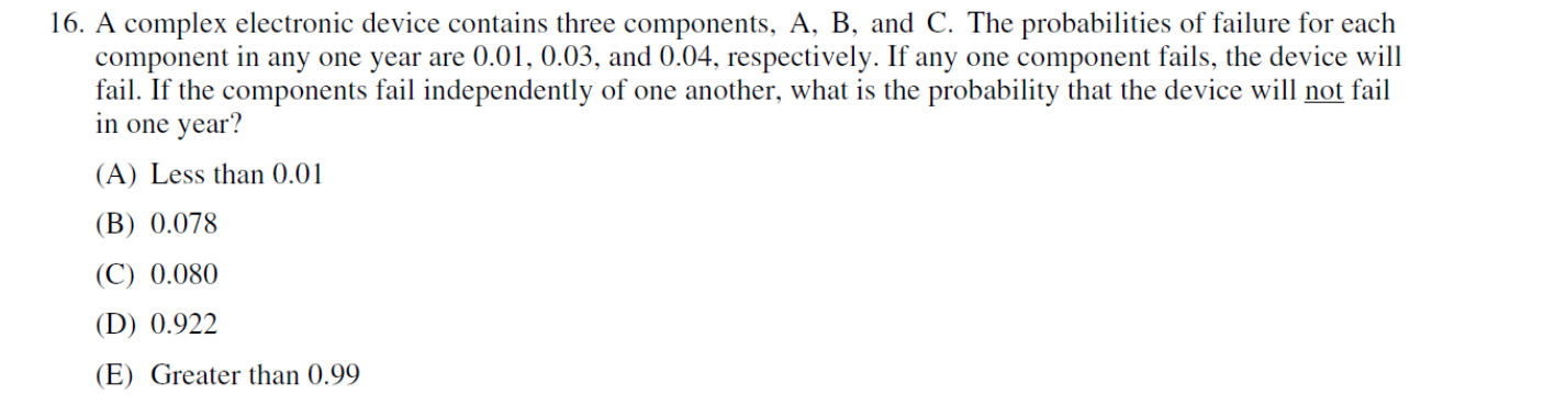 Solved 16. A complex electronic device contains three | Chegg.com
