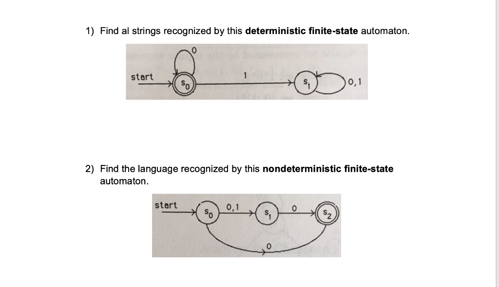 Solved 1) Find al strings recognized by this deterministic | Chegg.com