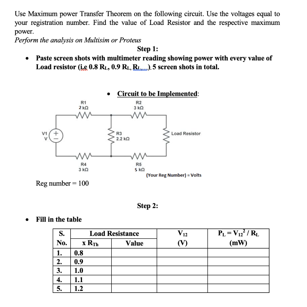 Solved Use Maximum power Transfer Theorem on the following | Chegg.com