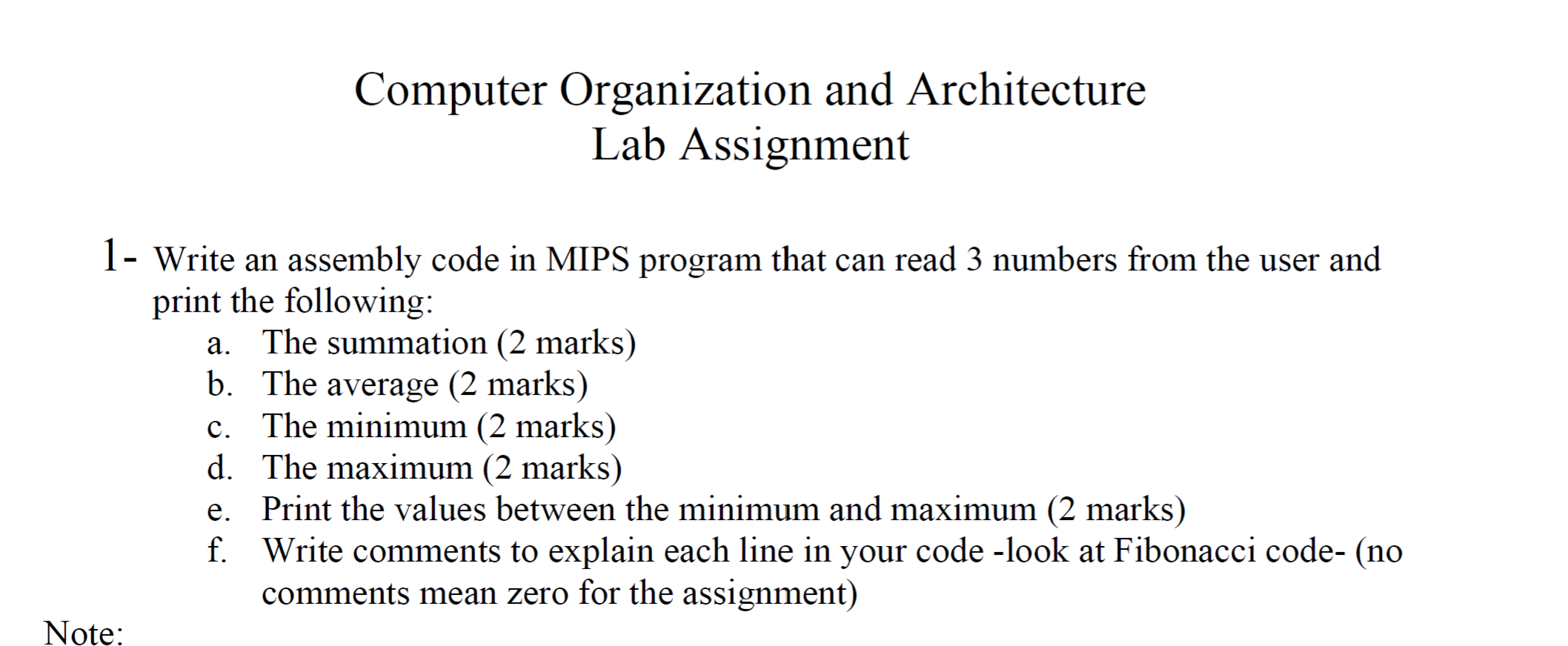 Solved Computer Organization and Architecture Lab Assignment | Chegg.com