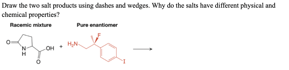 Solved Draw the two salt products using dashes and wedges. | Chegg.com