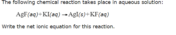 Solved The following chemical reaction takes place in | Chegg.com