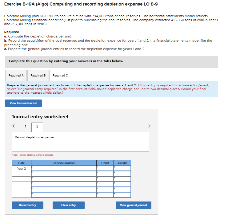 Solved Exerclse 8-19A (Algo) Computing and recording | Chegg.com