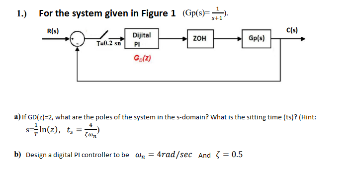 Solved 1.) For the system given in Figure 1(Gp(s)=s+11). a) | Chegg.com