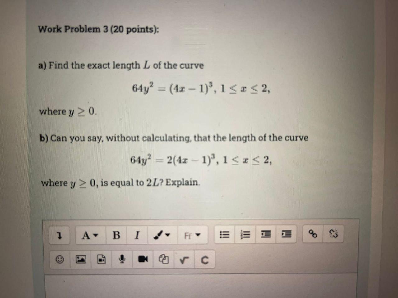 Solved Work Problem 3 (20 points): a) Find the exact length | Chegg.com Solved Work Problem 3 (20 points): a) Find the exact length | Chegg.com