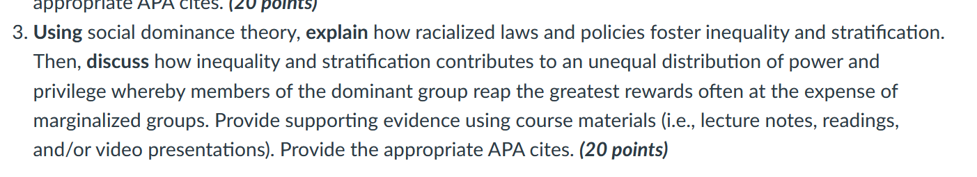Solved 3. Using social dominance theory, explain how | Chegg.com