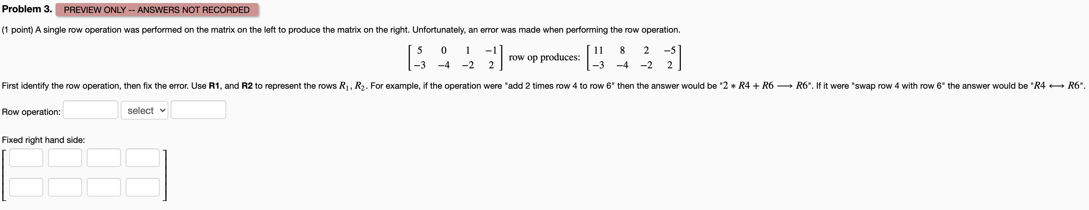 Solved Problem 3. PREVIEW ONLY -- ANSWERS NOT RECORDED (1 | Chegg.com