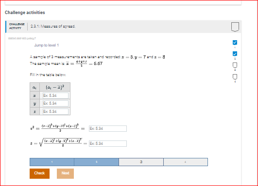 Solved A sample of 3 ﻿measurements are taken and recorded: , | Chegg.com