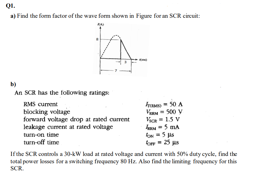 Solved Q1. a) Find the form factor of the wave form shown in | Chegg.com
