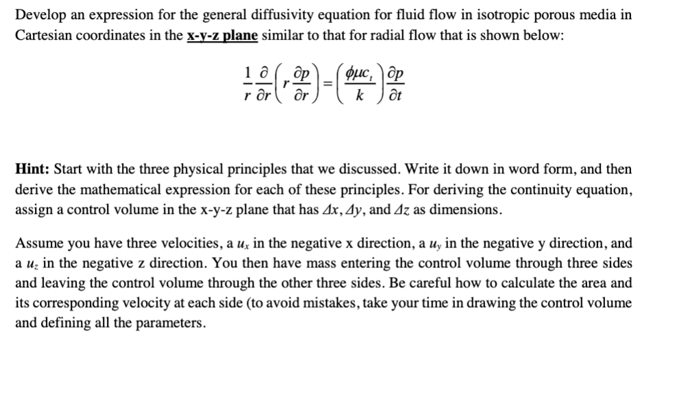 Solved Develop An Expression For The General Diffusivity
