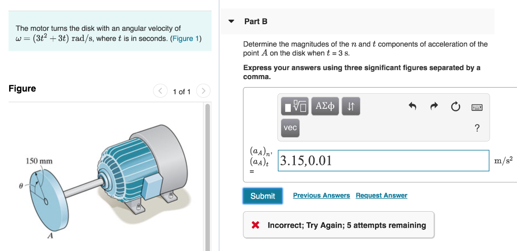 Solved Part B The motor turns the disk with an angular | Chegg.com