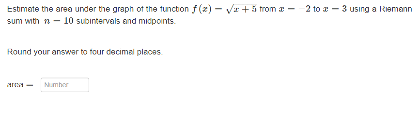 Solved Estimate the area under the graph of he function | Chegg.com