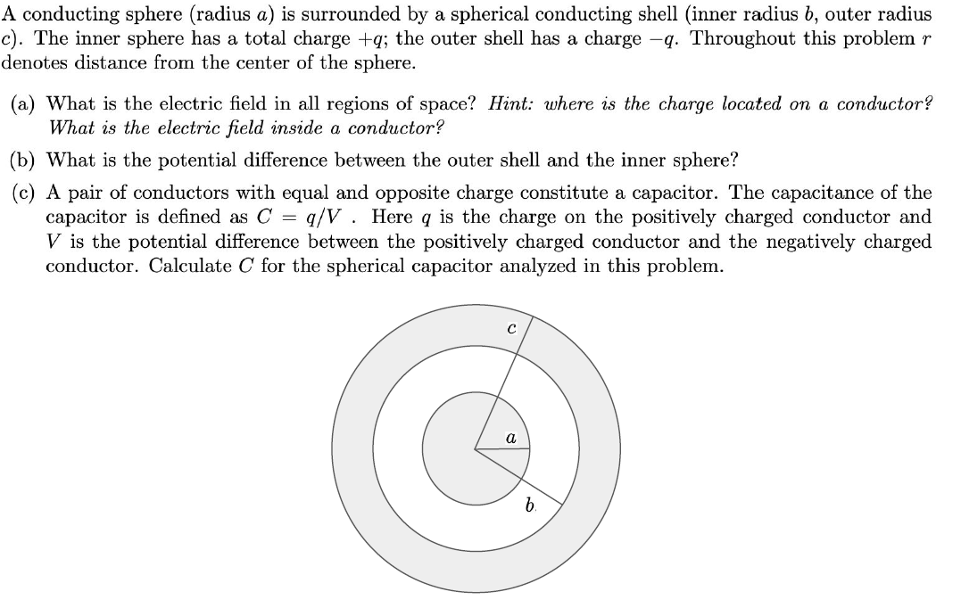 Solved A conducting sphere (radius a ) is surrounded by a | Chegg.com