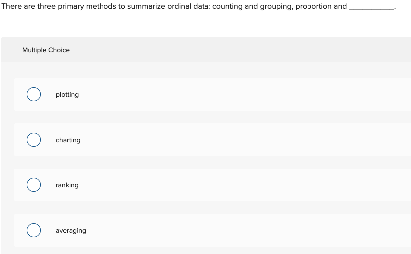 Solved There are three primary methods to summarize ordinal | Chegg.com