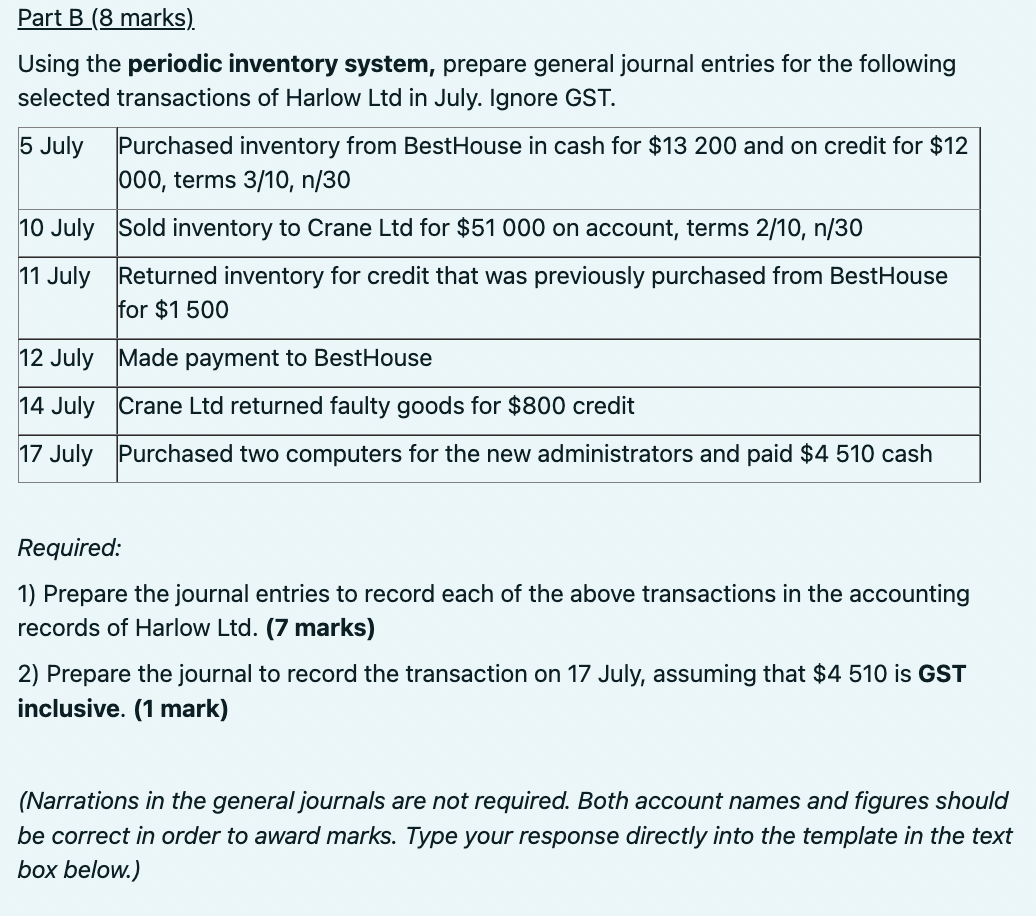 Solved Using the periodic inventory system, prepare general | Chegg.com