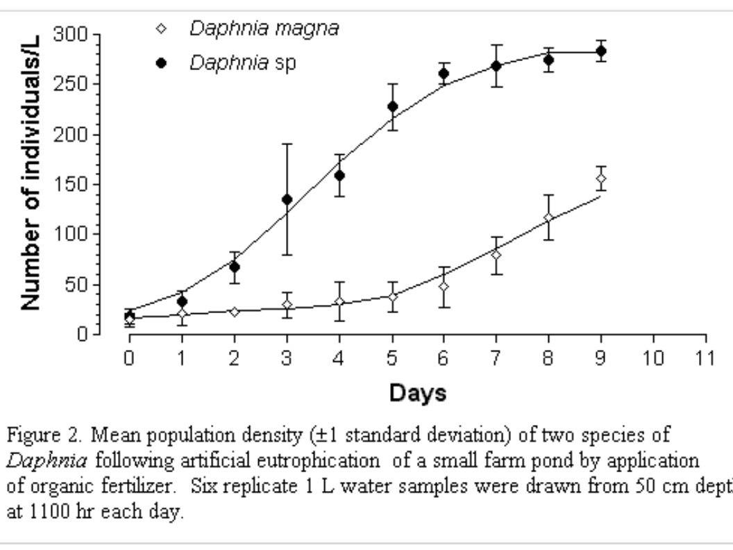Solved 300 Daphnia magna • Daphnia sp HOH ke 250 200 Number | Chegg.com