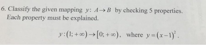 Solved 6. Classify the given mapping y: A-> B by checking 5 | Chegg.com