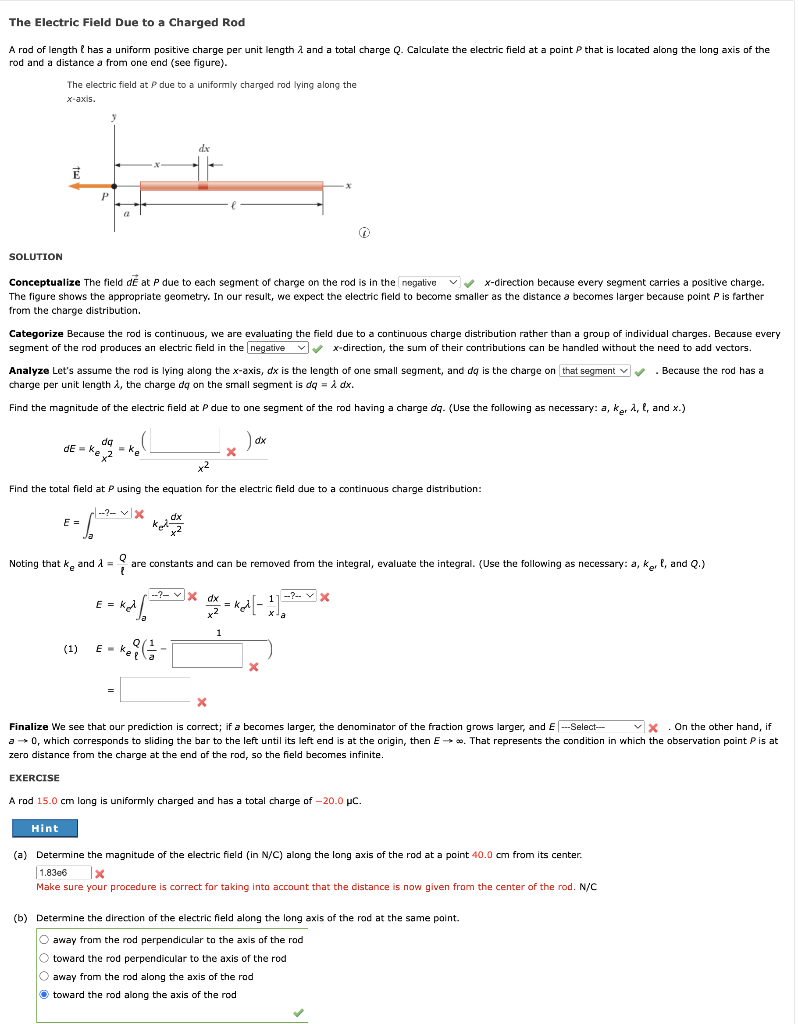 Solved The Electric Field Due to a Charged Rod A rad of | Chegg.com