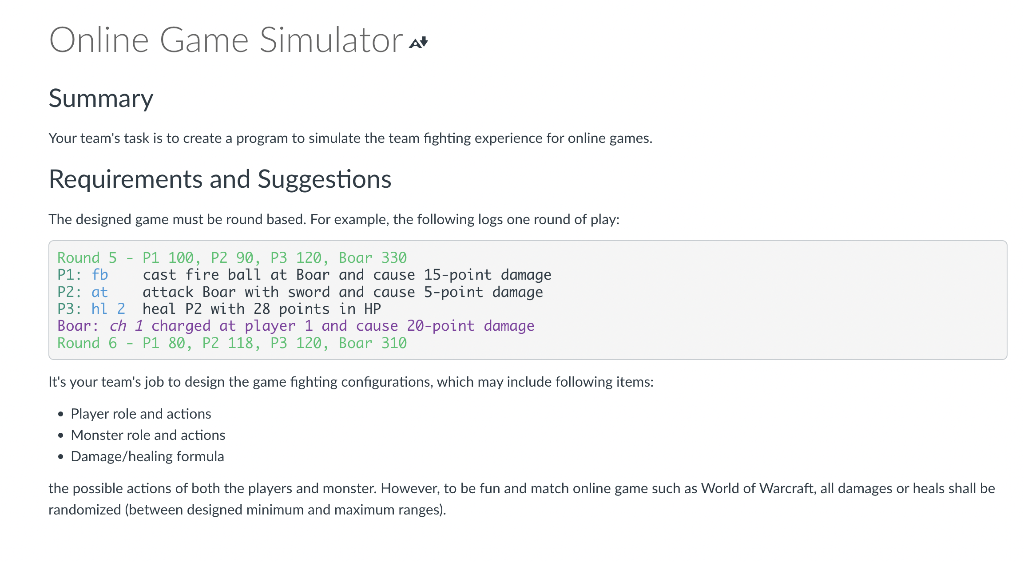 Solved Online Game Simulator At Summary Your Teams Task Is 
