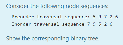 Solved Consider the following node sequences: Preorder | Chegg.com