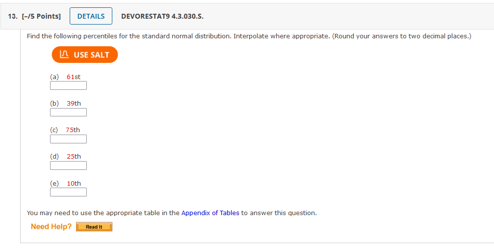 Solved Find the following percentiles for the standard | Chegg.com