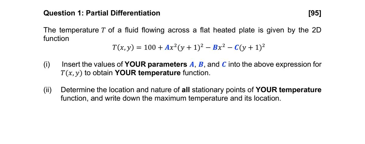 Solved Question 1: Partial Differentiation [95] The | Chegg.com