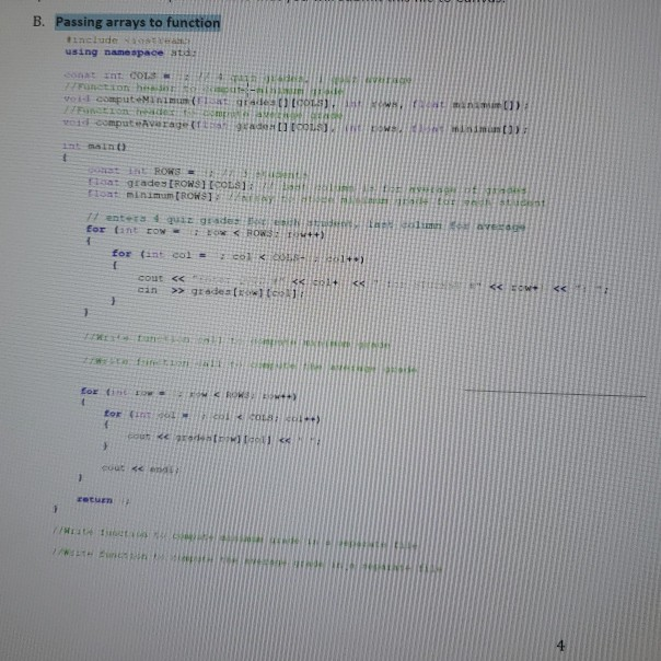 Solved B. Passing arrays to function ude using namespace std | Chegg.com