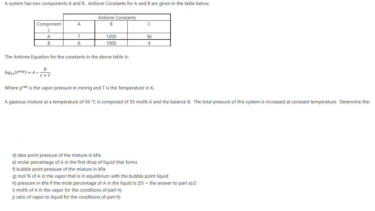 Solved A system has two components A and B. Antione | Chegg.com