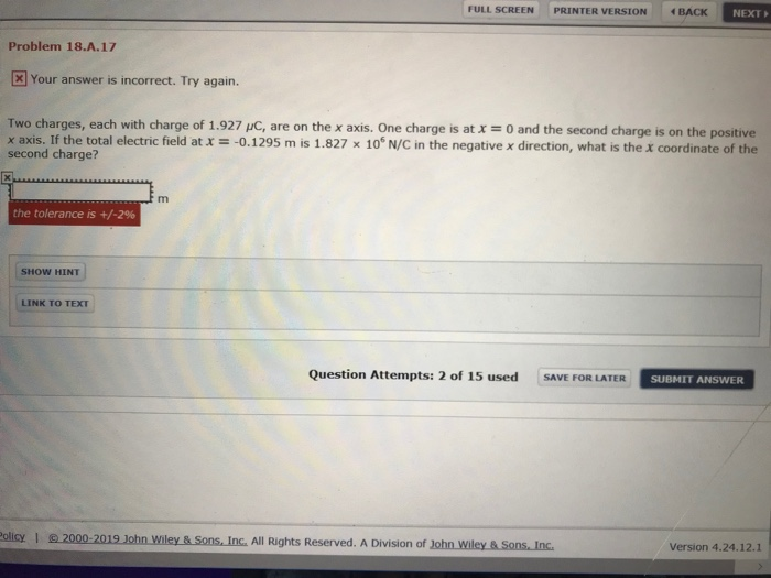 Solved FULL SCREEN PRINTER VERSION BACK NEXT Problem 18.A.17 | Chegg.com