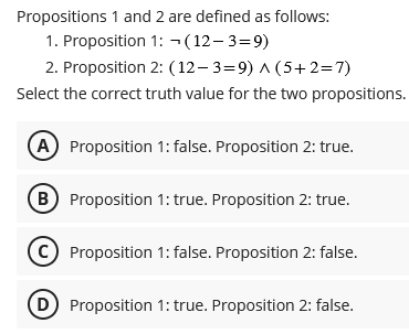Solved Propositions 1 and 2 are defined as follows: 1. | Chegg.com