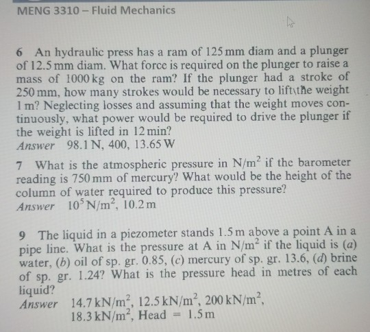 Solved 5 An hydraulic testing machine is actuated by a | Chegg.com