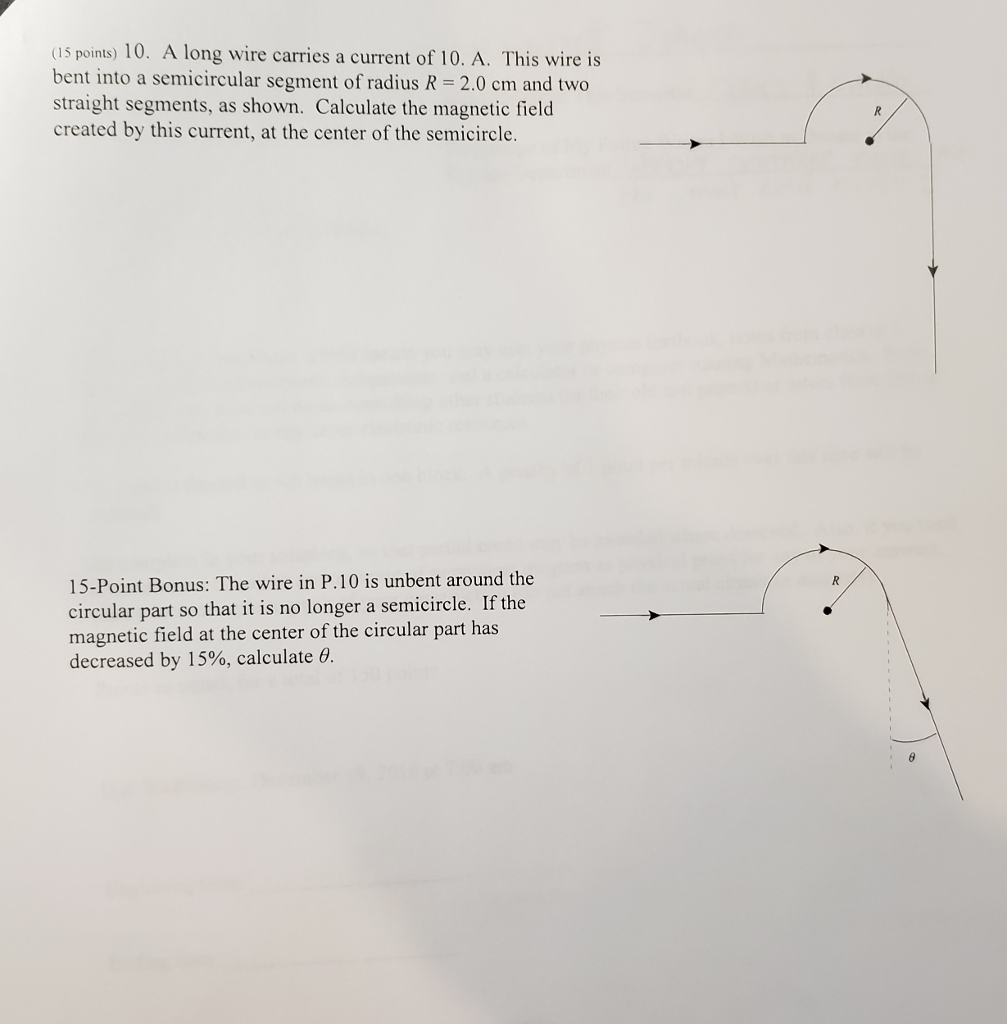 Solved 10. A long wire carries a current of 10. A. This wire | Chegg.com