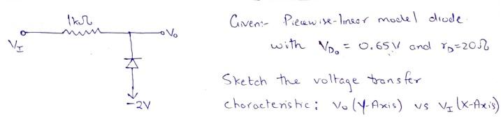 Solved Given:- Precewise-lineor model diode with VD0=0.65 V | Chegg.com