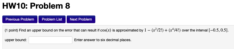 Solved HW10: Problem 8 Previous Problem Problem ListNext | Chegg.com