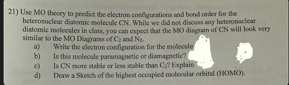 Use MO theory to predict the electron configurations | Chegg.com