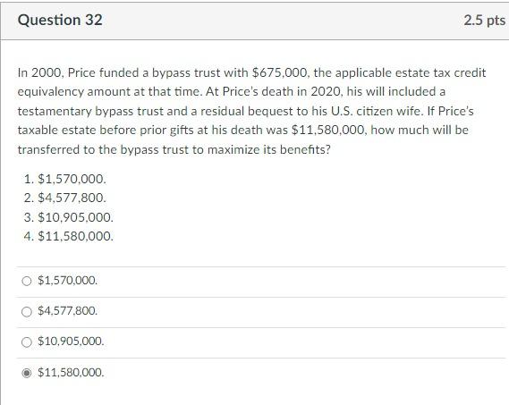 Solved In 2000 , Price funded a bypass trust with $675,000, | Chegg.com