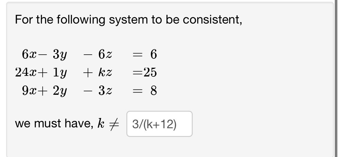Solved For the following system to be consistent, | Chegg.com