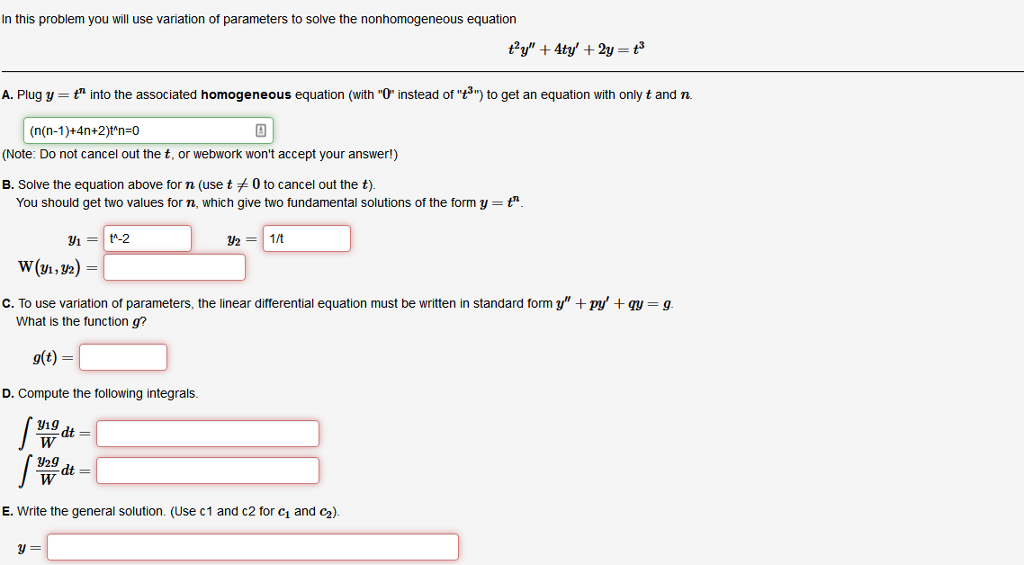 Solved In this problem you will use variation of parameters | Chegg.com