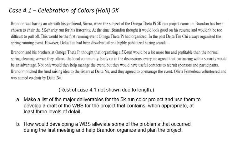 Solved Case 4.1 – Celebration of Colors (Holi) 5K Brandon | Chegg.com