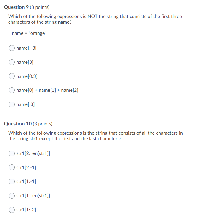 Solved Question 9 (3 points) Which of the following | Chegg.com
