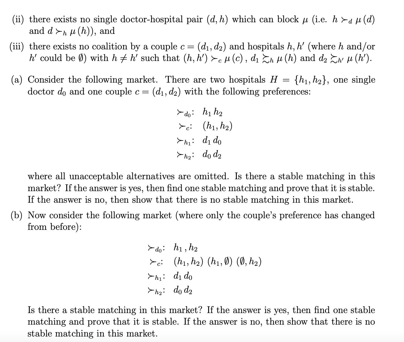 Solved Two-sided matching with couples. Consider the | Chegg.com