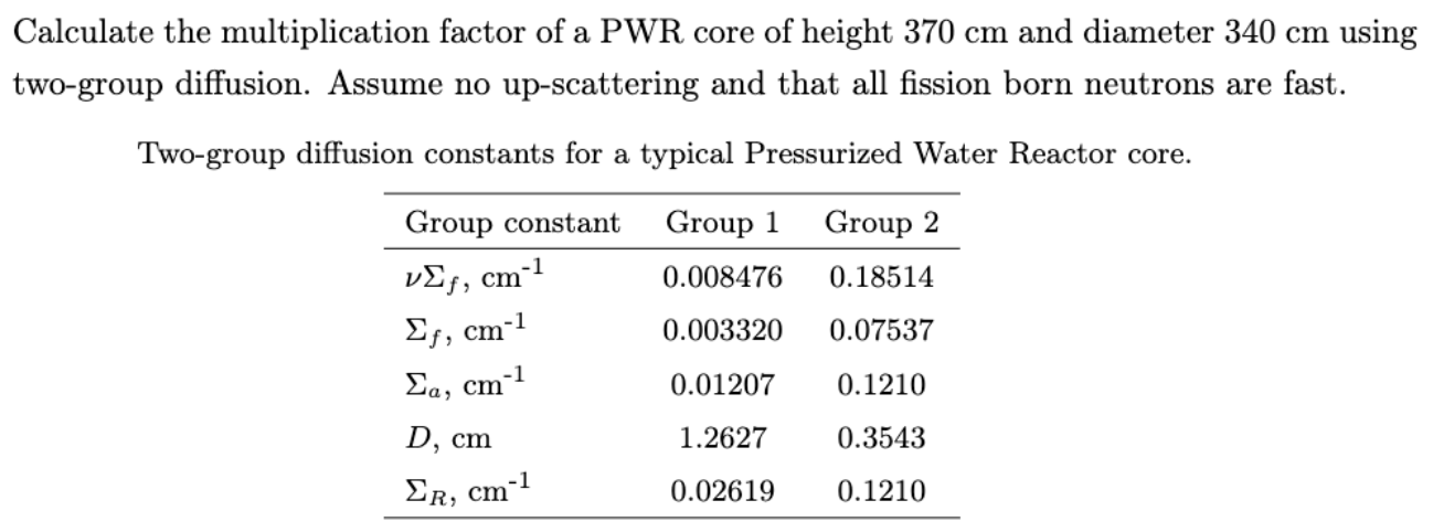 Solved a Calculate the multiplication factor of a PWR core | Chegg.com