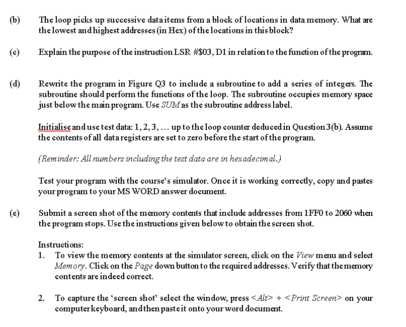 Note: Instruction Logical Shift Right (LSR) shifts | Chegg.com