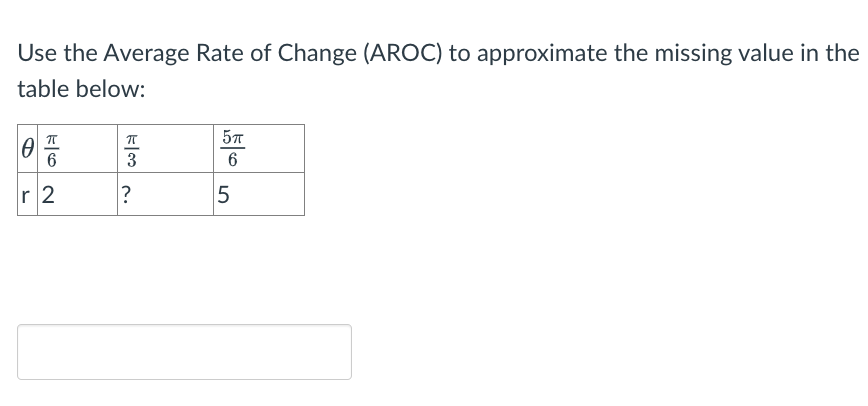 Solved Use the Average Rate of Change (AROC) to approximate | Chegg.com