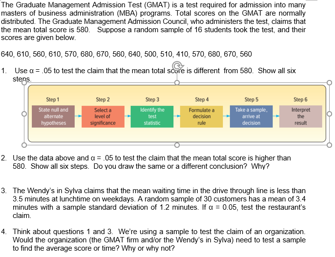 Solved The Graduate Management Admission Test (GMAT) is a | Chegg.com