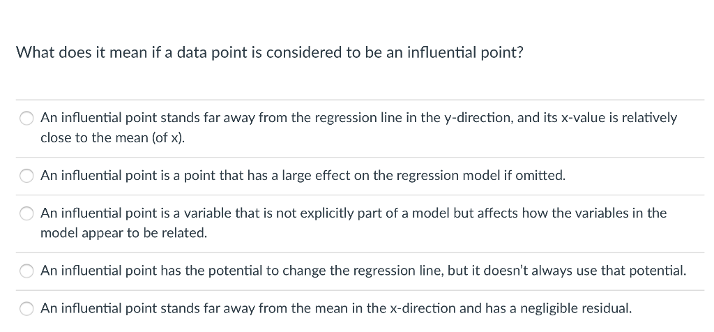 Solved What does it mean if a data point is considered to be | Chegg.com