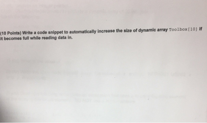 Solved (10 Points) Write a code snippet to automatically | Chegg.com