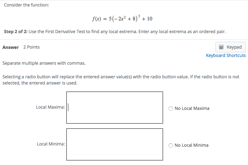 Solved Consider the function: f(x) = 5(–2x2 + 8) + 10 Step 2 | Chegg.com