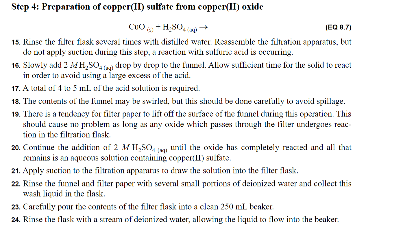 Solved Step 4: Preparation of copper(II) sulfate from | Chegg.com