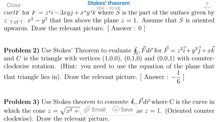Solved Stokes' theorem PDF 70 KB Close curlF for F-zi-3xyJ | Chegg.com